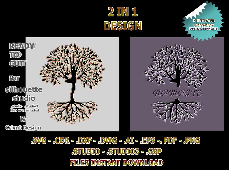 3d Layered Tree of Life Svg, 3d Namaste Svg, SVG - PNG - Cdr - Dxf ...