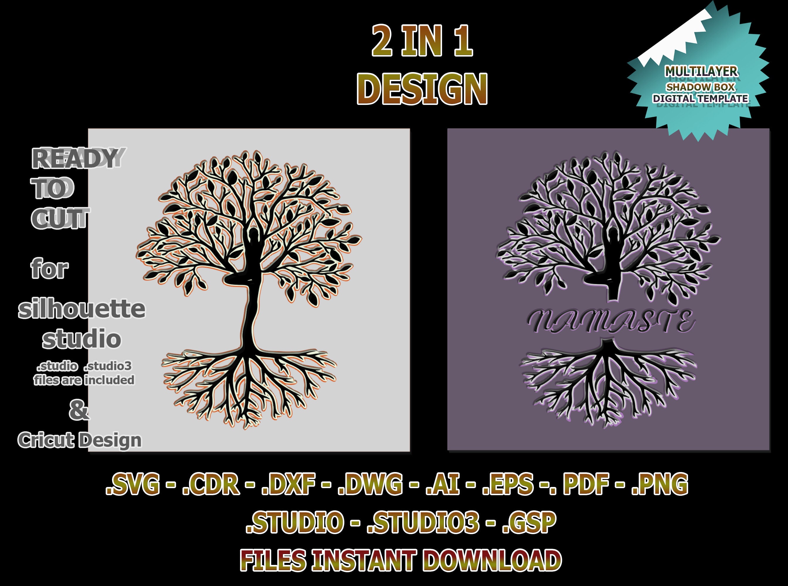 3d Layered Tree of Life Svg, 3d Namaste Svg, SVG - PNG - Cdr - Dxf ...