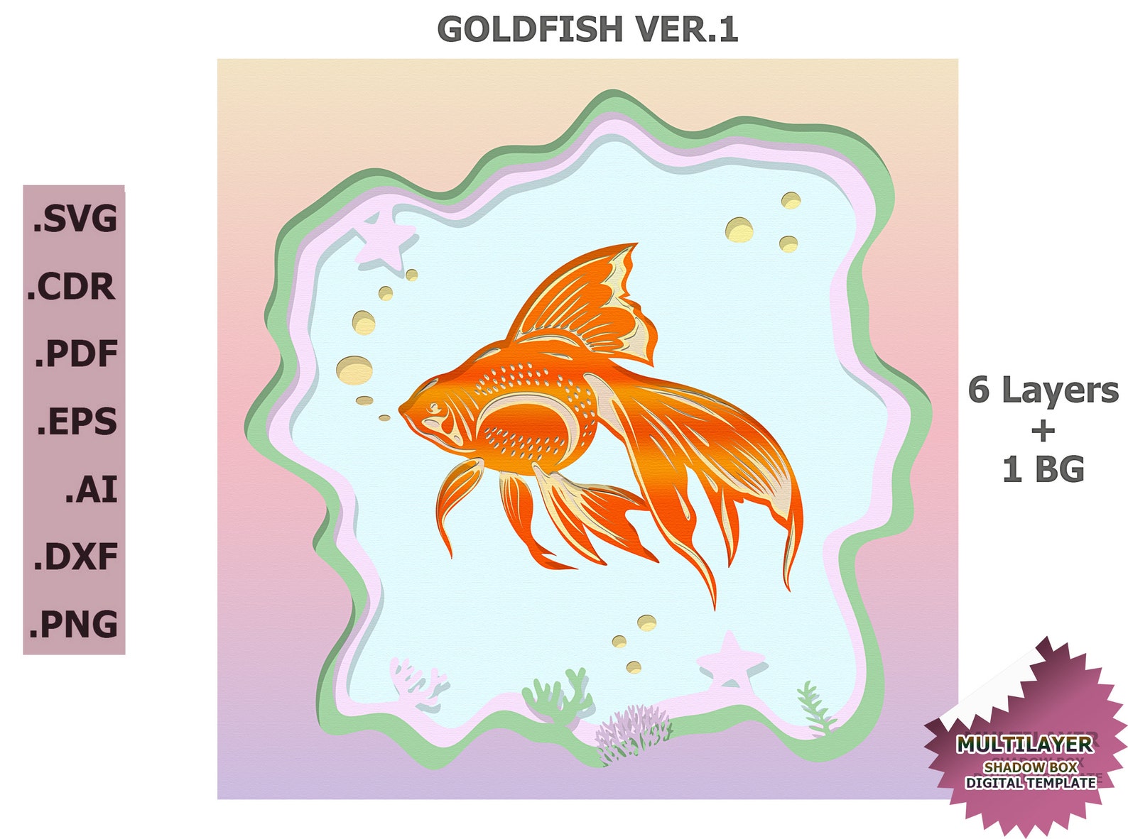 Multilayer Goldfish Shadow Light Box, Files SWG .studio Files for ...
