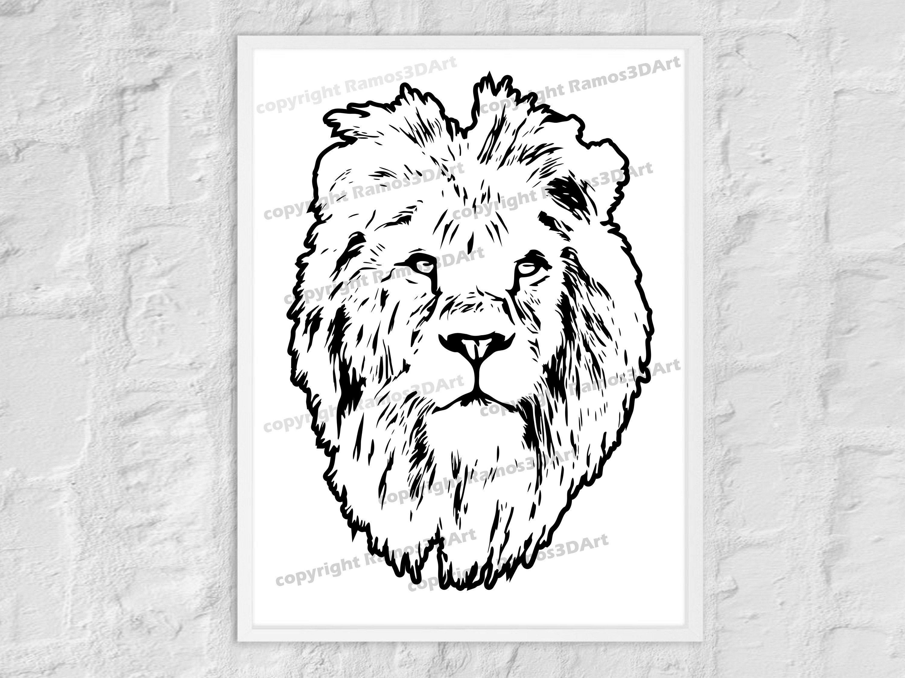Lion Head Ver.3 Svg, 2 Layers Lion Design for Laser Engrave ...