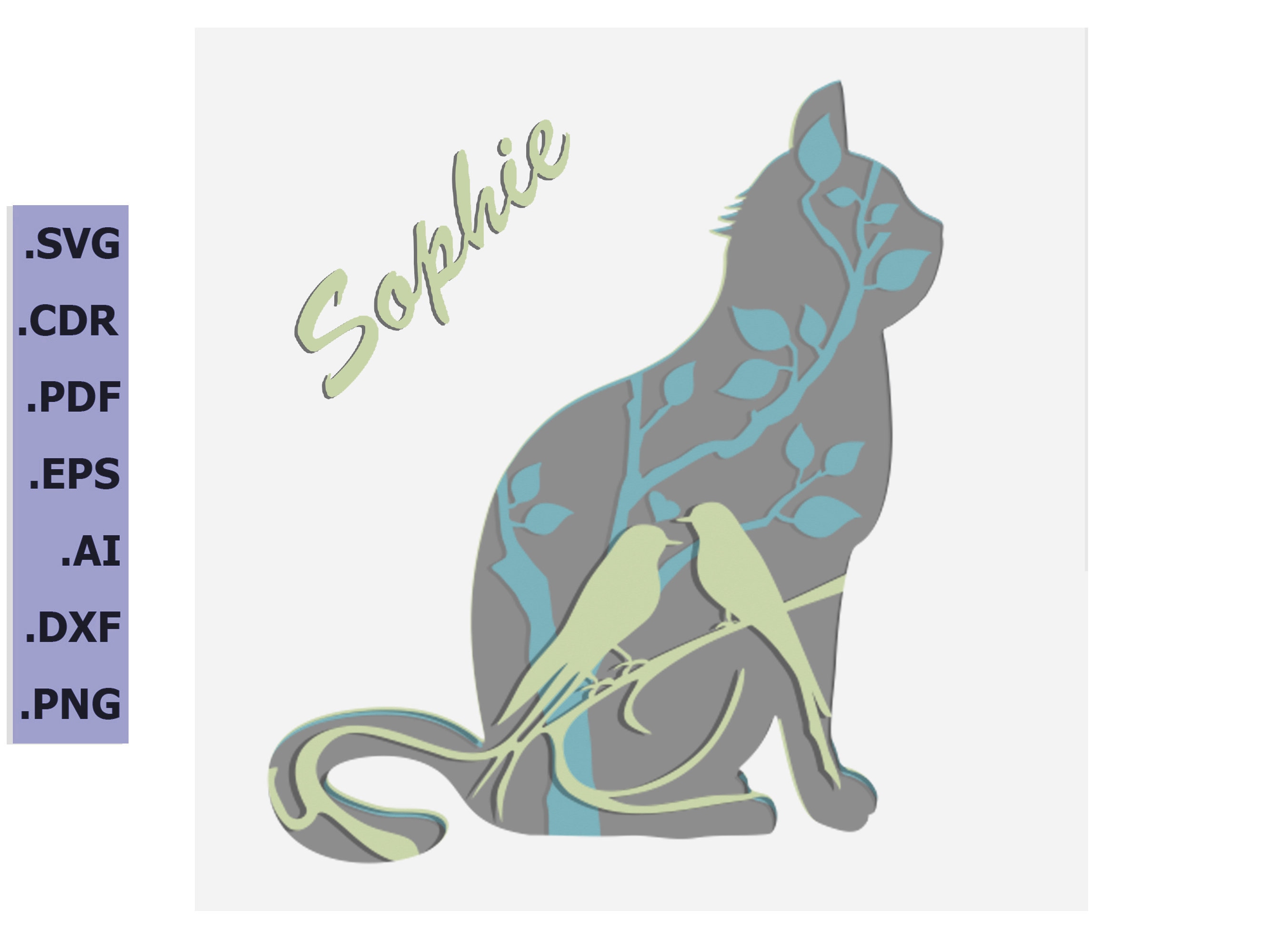Cat Shadow Box SVG, 3d Papercut Compatible for Silhouette SVG Png Cdr ...