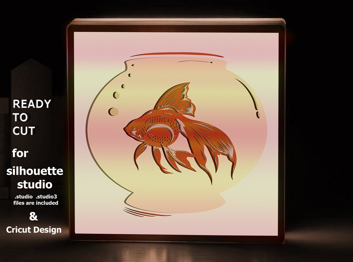 Multilayer Goldfish Shadow Light Box Files SWG .studio Files - Etsy