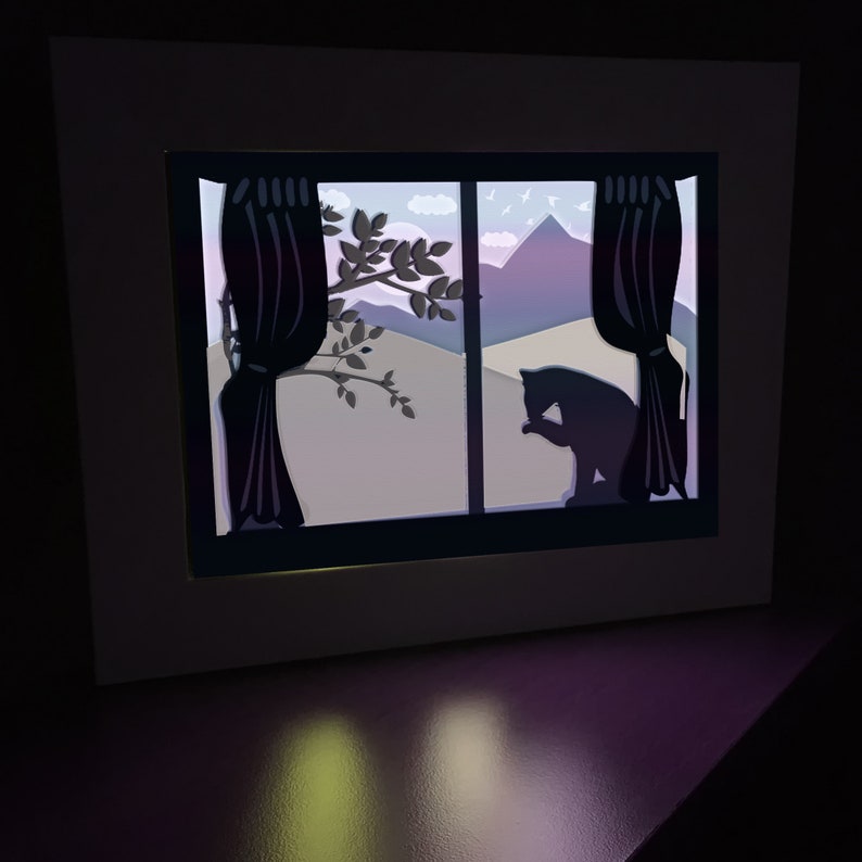 Multilayer Cat Shadow Box SVG Template Svg Png Cdr Dxf - Etsy