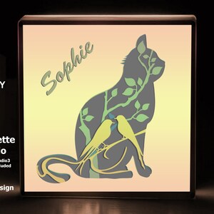 Cat Shadow Box SVG, 3d Papercut Compatible for Silhouette - SVG - Png ...