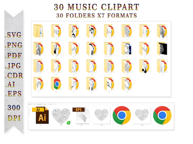 Music Clipart Svg Files for Cricut, Musical Svg Bundle, Music Bundle ...