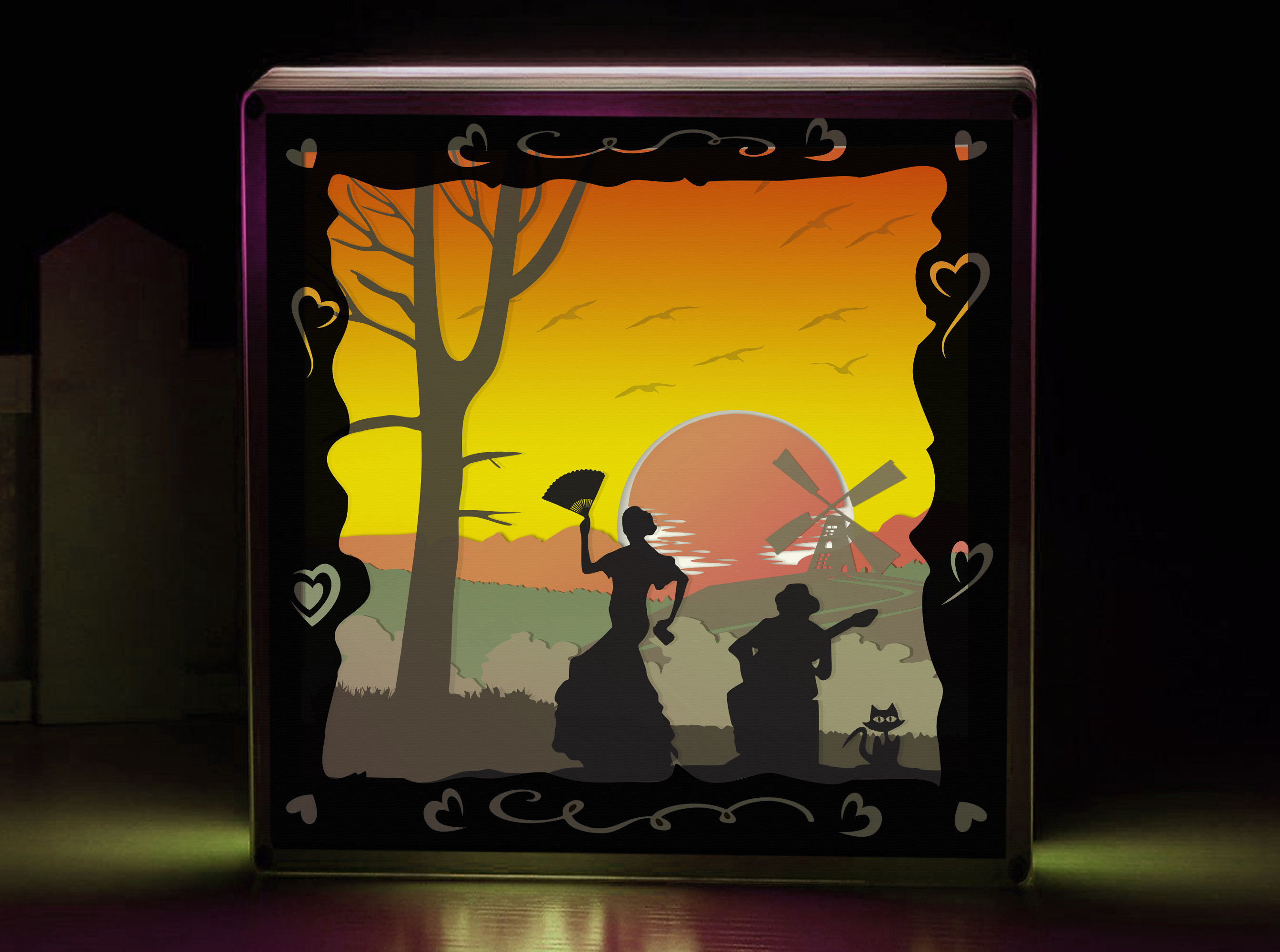 Multilayer "flamenco Dancer" Shadow Light Box for All Couples, Files ...