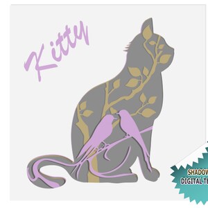 Cat Shadow Box SVG, 3d Papercut Compatible for Silhouette - SVG - Png ...
