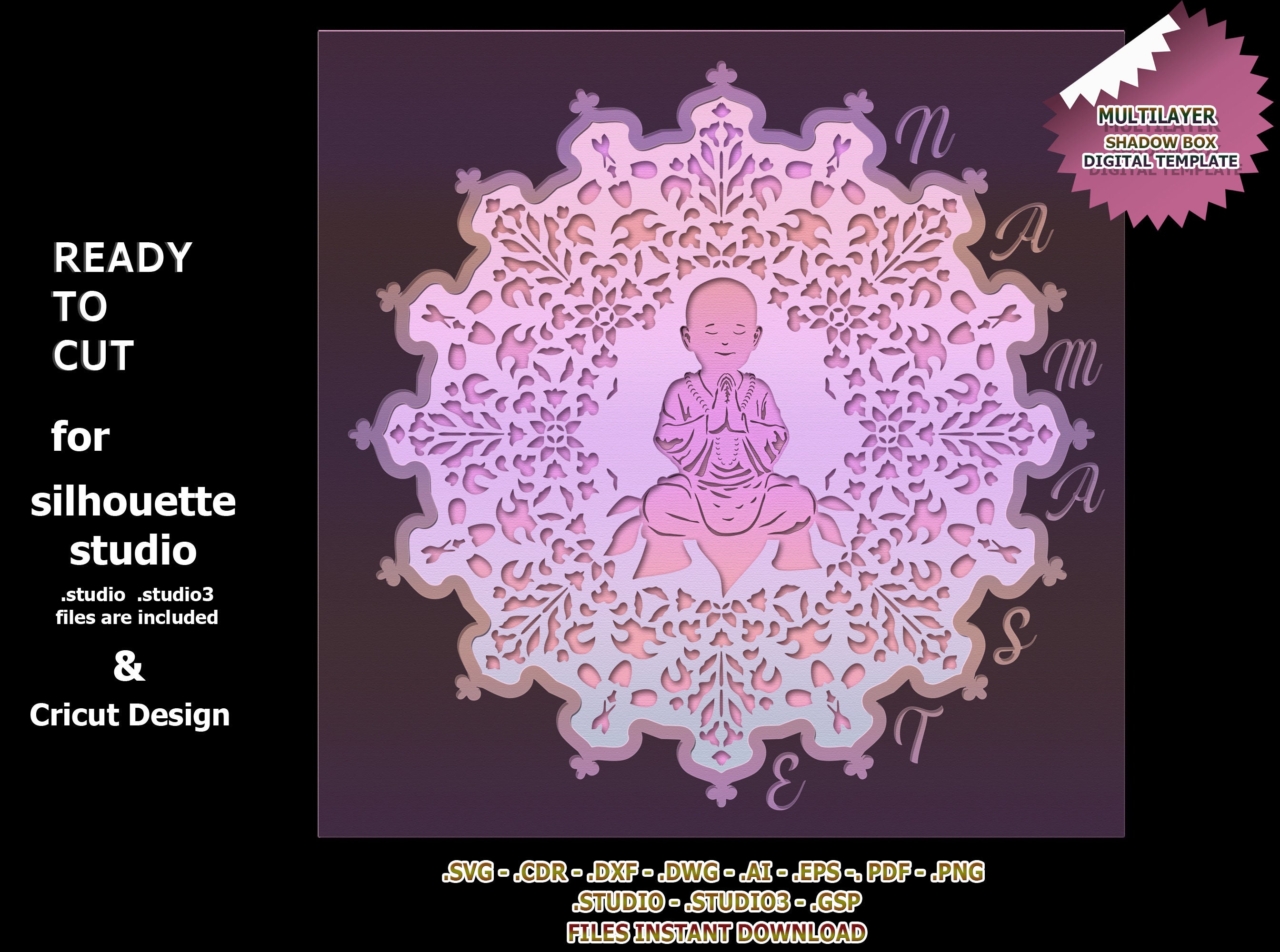 Little Buddha Shadow Box Template Cricut and Silhouette Files - Etsy UK