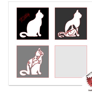 Cat Shadow Box SVG, 3d Papercut Compatible for Silhouette - SVG - Png ...