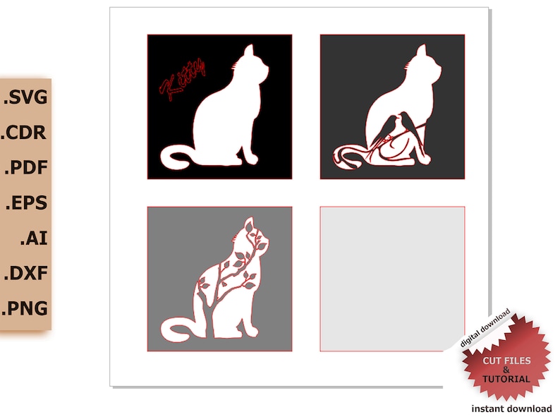 Cat Shadow Box SVG, 3d Papercut Compatible for Silhouette - SVG - Png ...