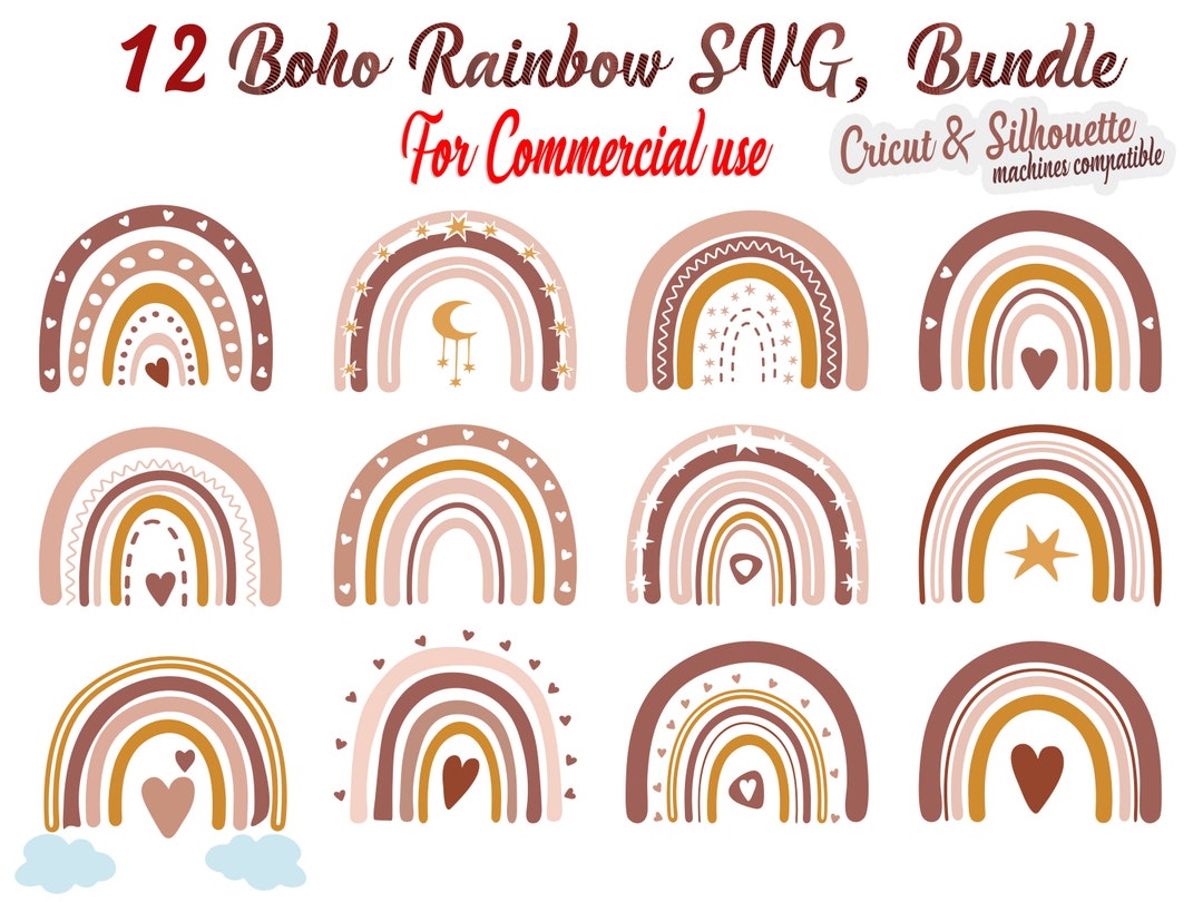 Boho Rainbow Svg, Boho Rainbow Svg Bundle, Rainbow Cricut File, Boho ...