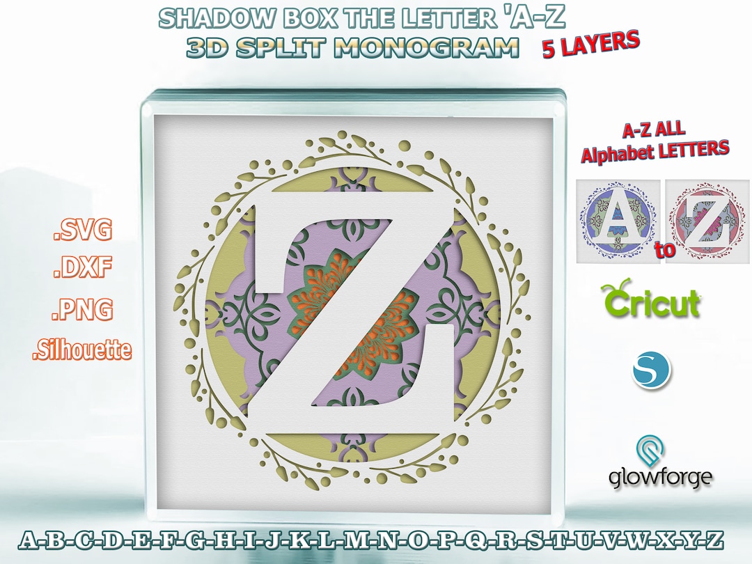 Shadow Box the Letters A-Z Files for Colored Paper or Light Box - 3D ...