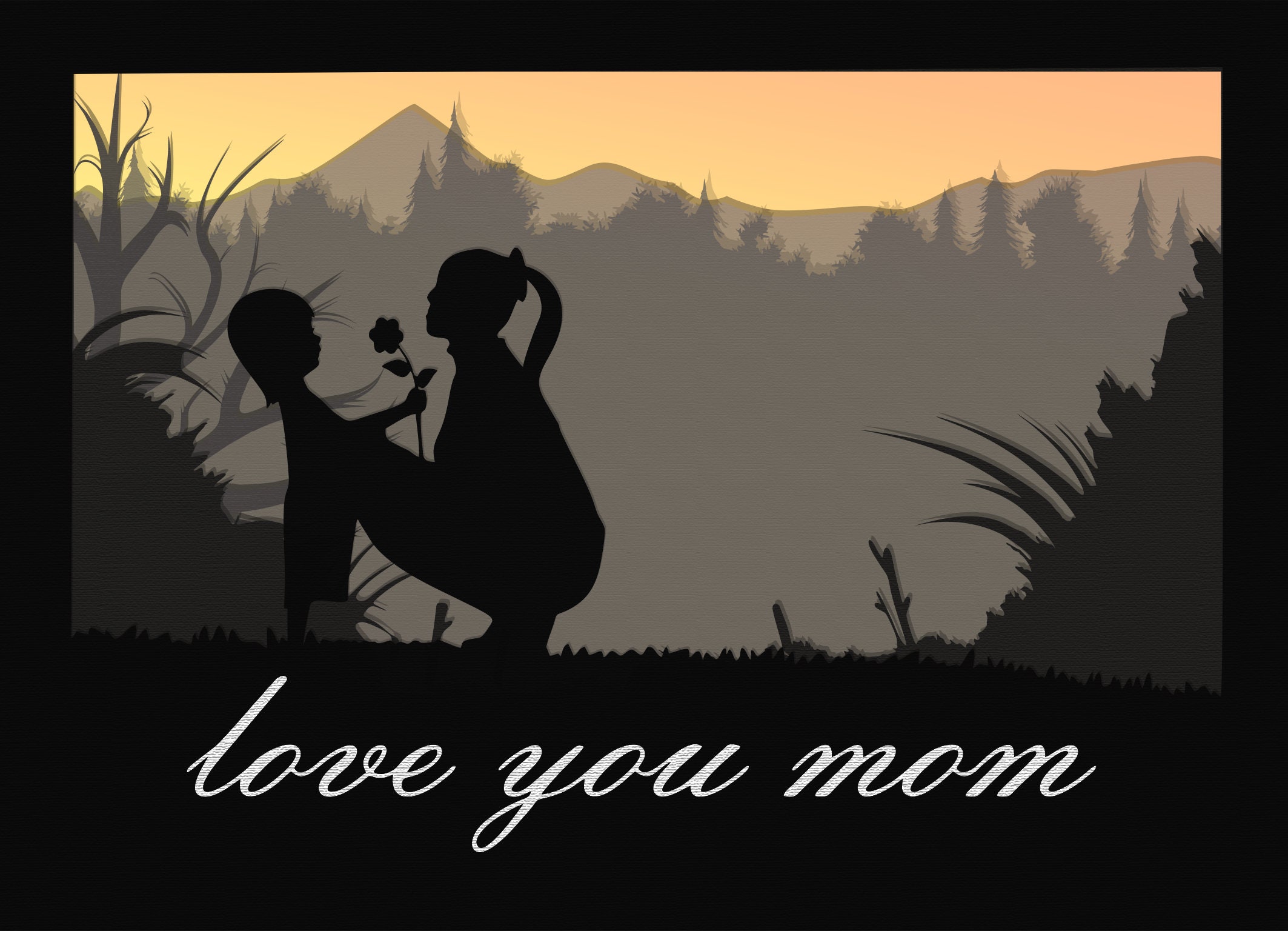 Mom Shadow Box SVG Lightbox Template Paper Cuts Gift for Mom - Etsy