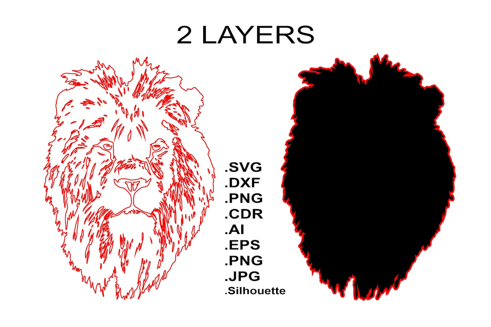 Lion Head Ver.3 Svg, 2 Layers Lion Design for Laser Engrave ...
