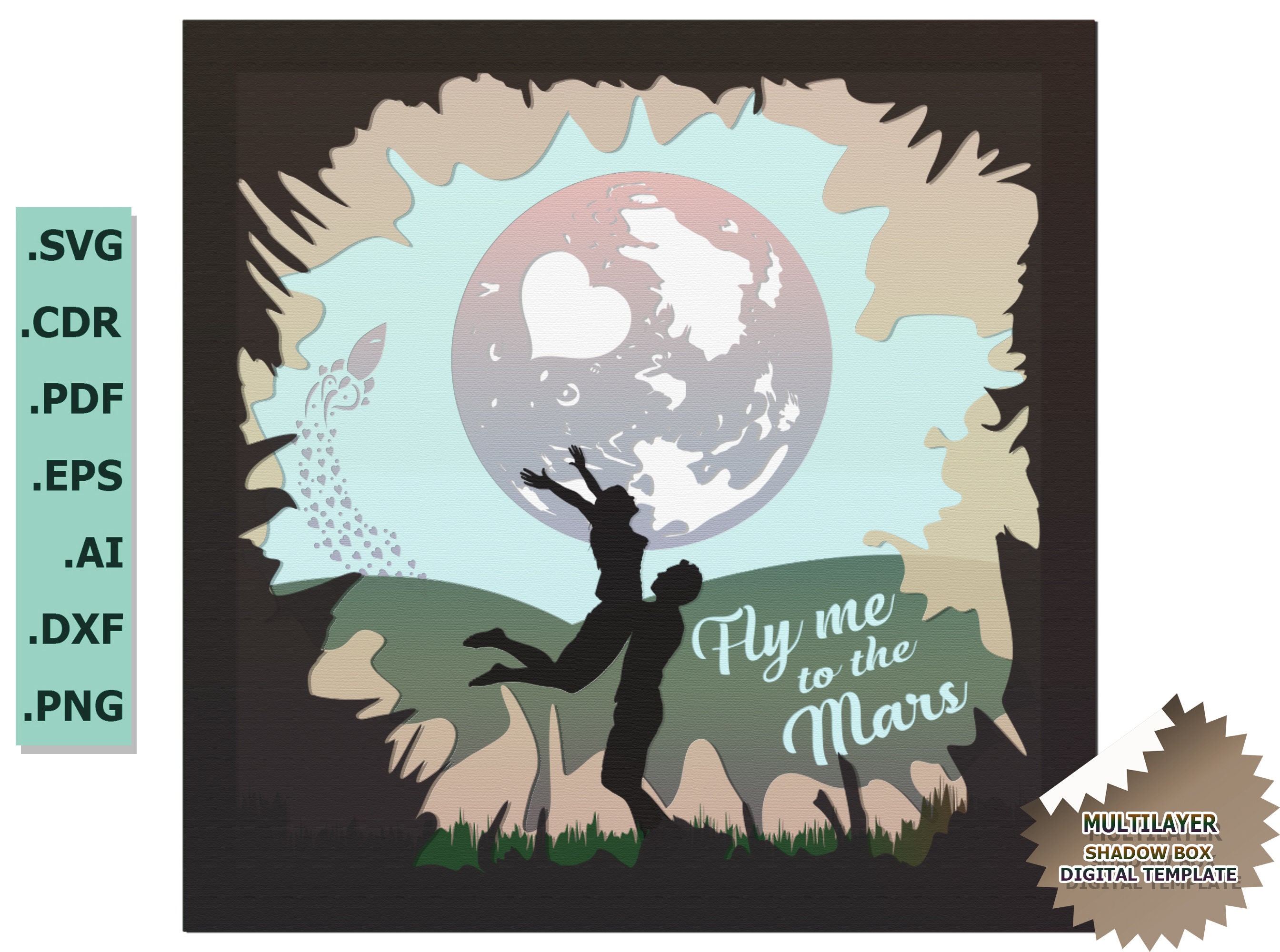 Combo Couples 3 Templates and 1 SVG File Shadow Light Box for All ...