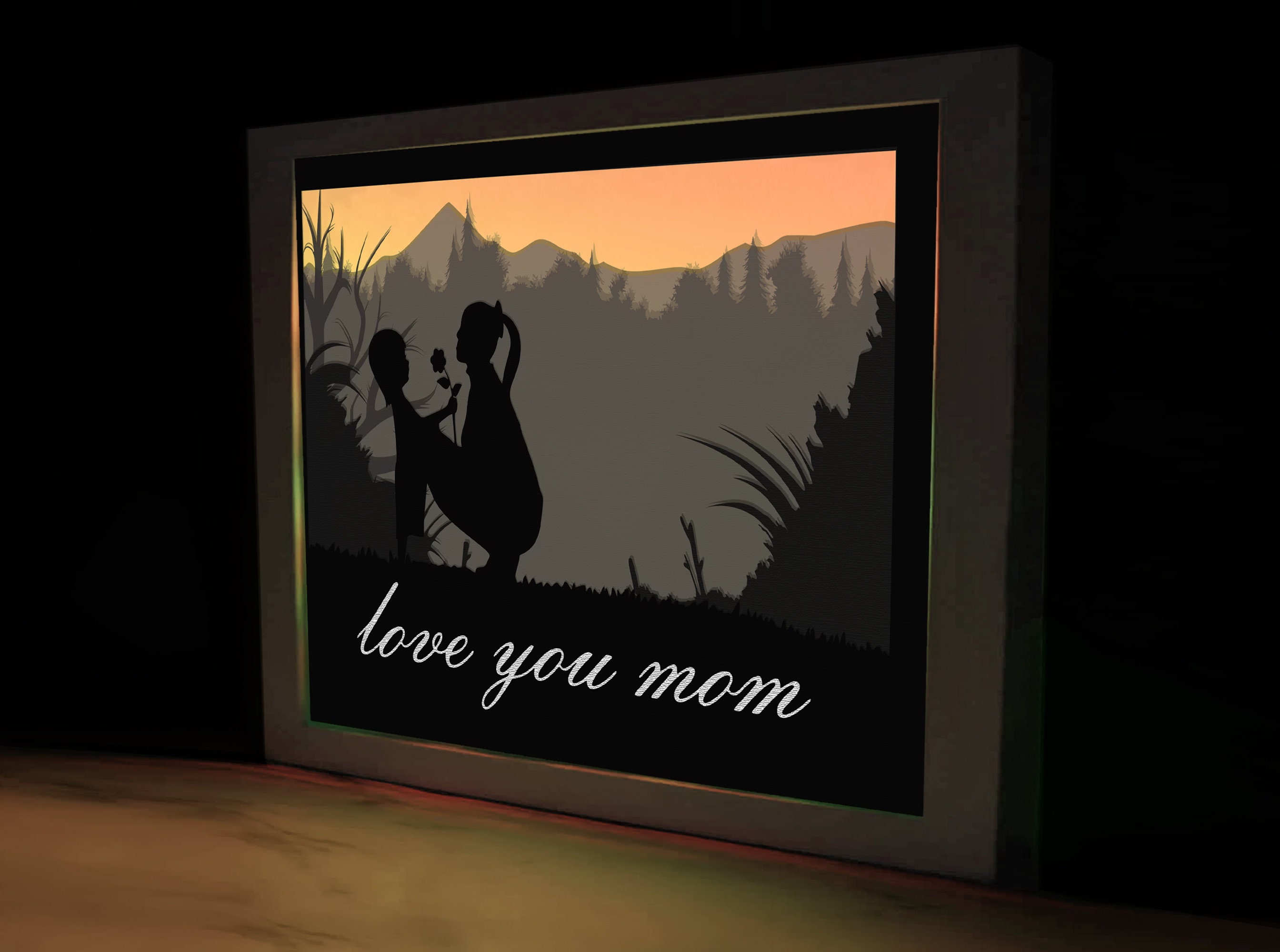 Mom Shadow Box SVG Lightbox Template Paper Cuts Gift for Mom - Etsy