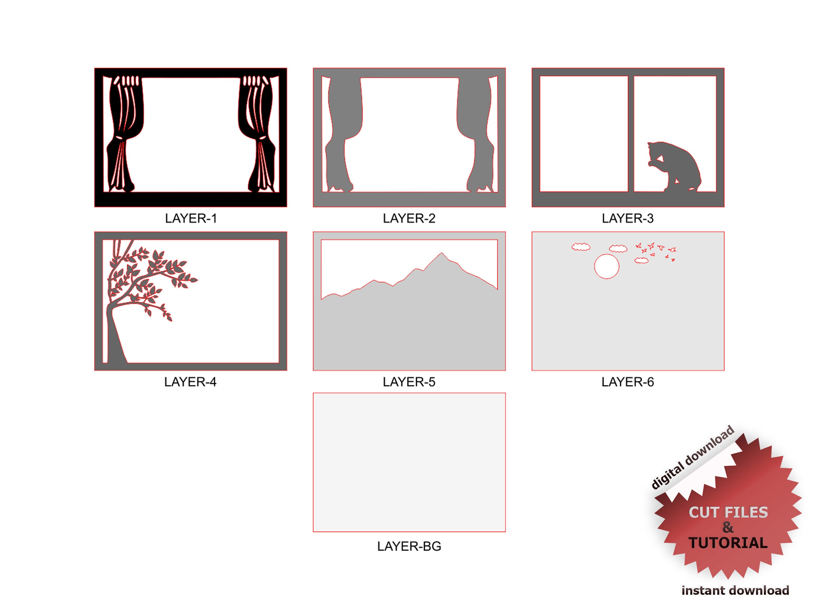 Multilayer Cat Shadow Box SVG Template , Svg | Png | Cdr | Dxf | Dwg ...