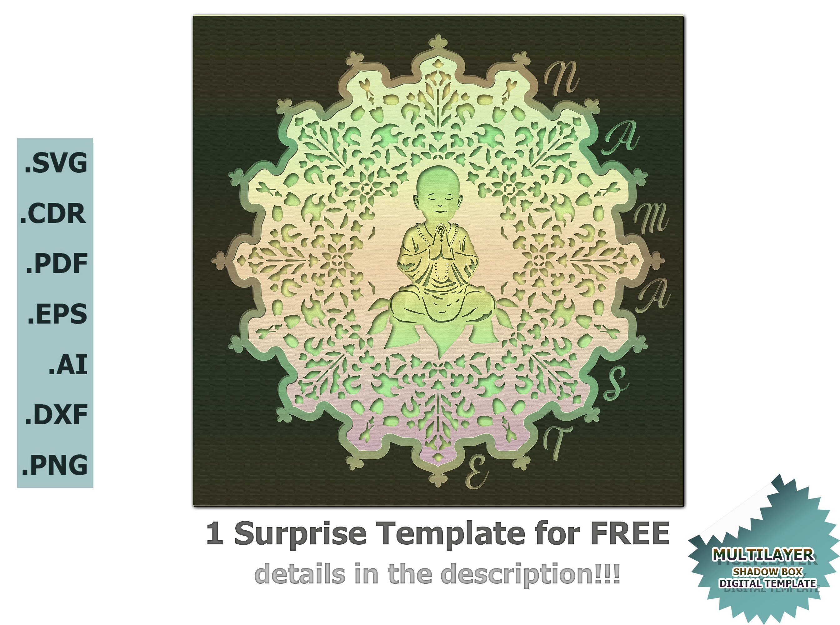Little Buddha Shadow Box Template Cricut and Silhouette Files SVG Png ...