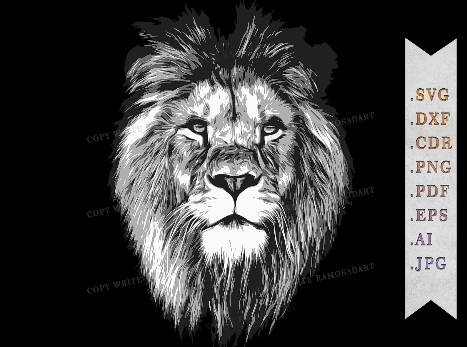 Lion Head Svg Lion DTF Transfer Design Lion T-shirt - Etsy