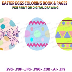 9 Different Easter Eggs and 6 Color Wheels, Easter Coloring Book and ...