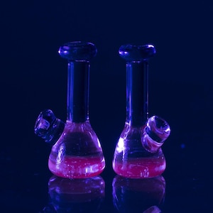 2-pack Minifigure Glass Beaker Bong UV PINK - Etsy