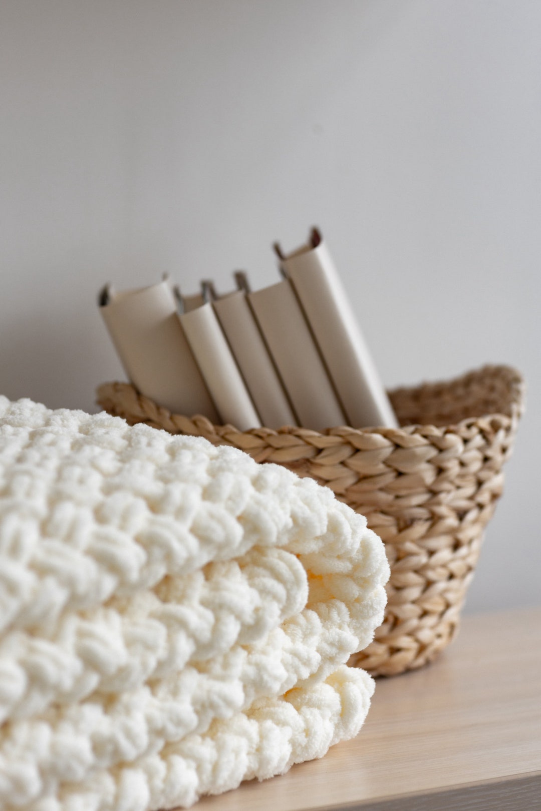 Super Chunky Knit Blanket, Plush White Bed Throw, Hygge Decor - Etsy