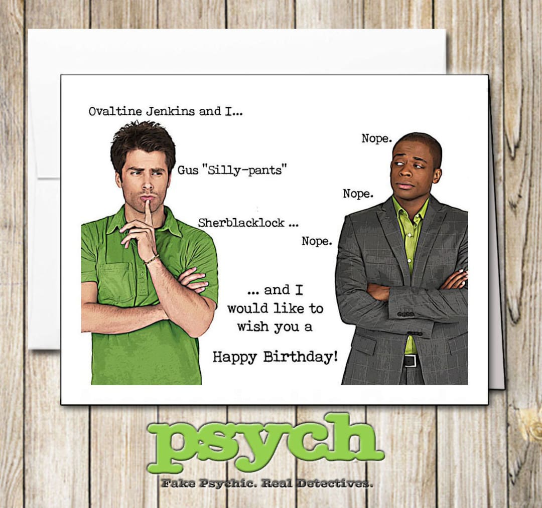 Psych Birthday Card Shawn and Gus, Funny TV Show, TV Detective, Card ...