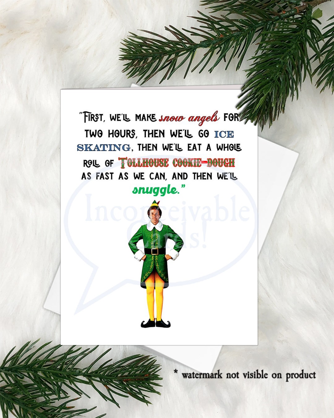 Buddy the Elf - Making Snow Angels Christmas Card - Etsy