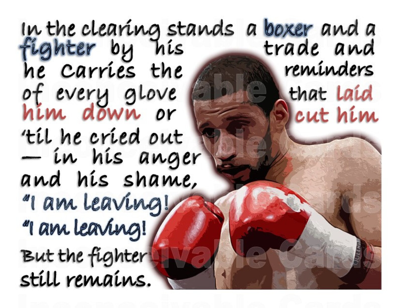 The Boxer Lyrics Greeting Card Hang in There Thinking of - Etsy