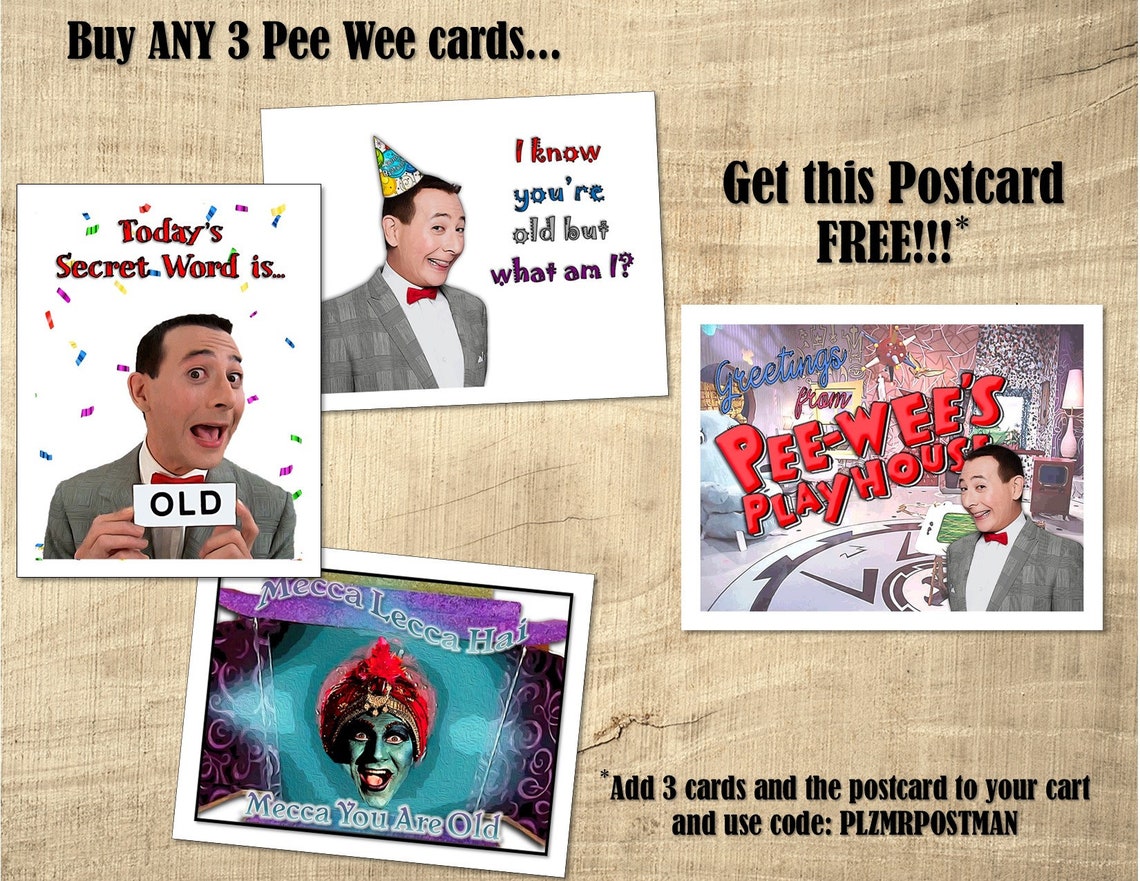Funny Pee Wee "i Know You're Old" Funny Birthday Greeting Card, 80s ...
