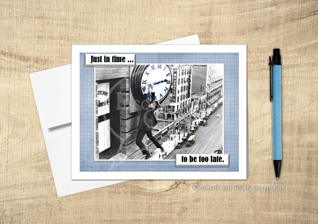 Belated "just in Time" Card, Belated Birthday Card, Belated Thank You ...