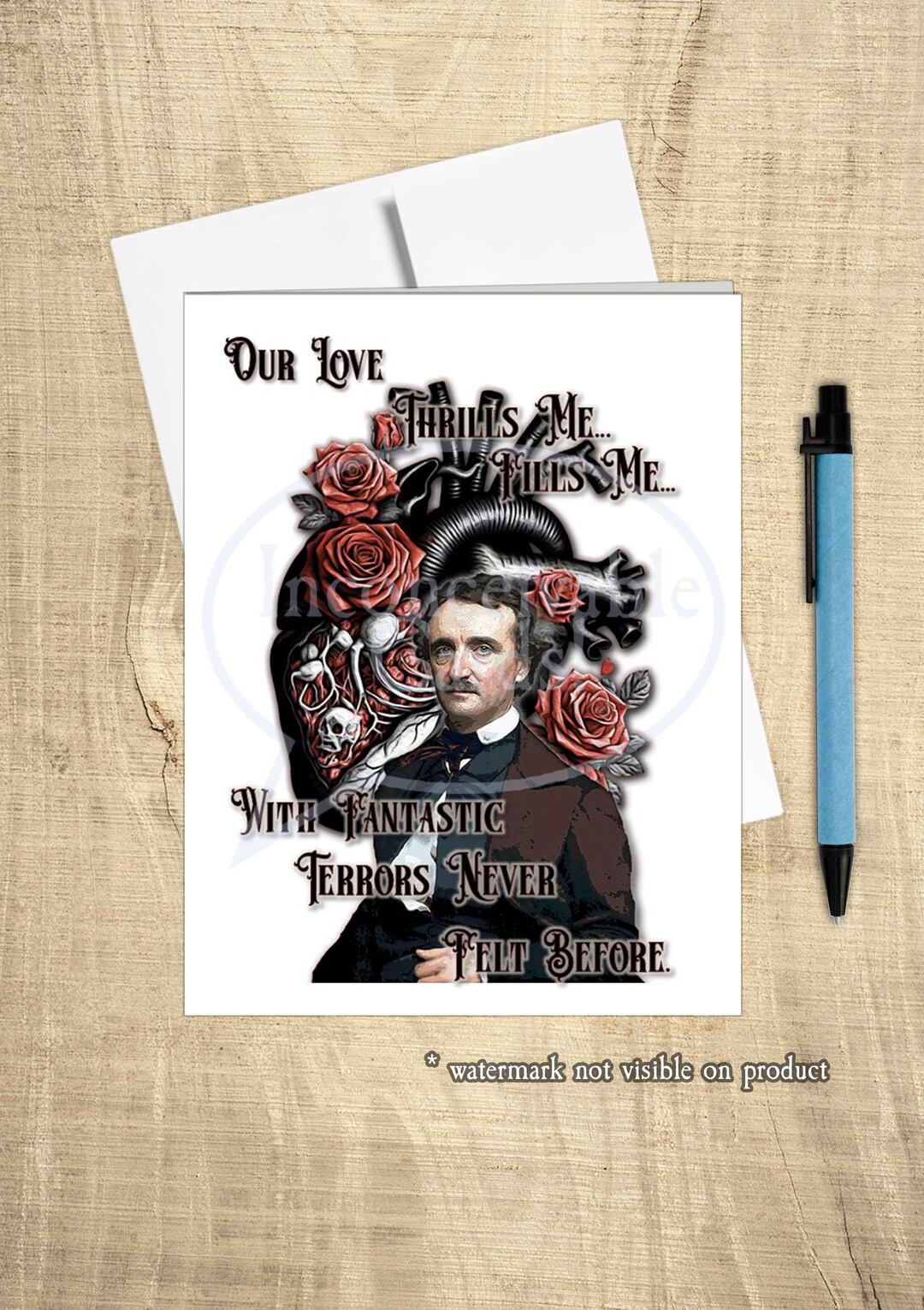 Edgar Allan Poe Card - "our Love Thrills Me, Fills Me With Fantastic ...