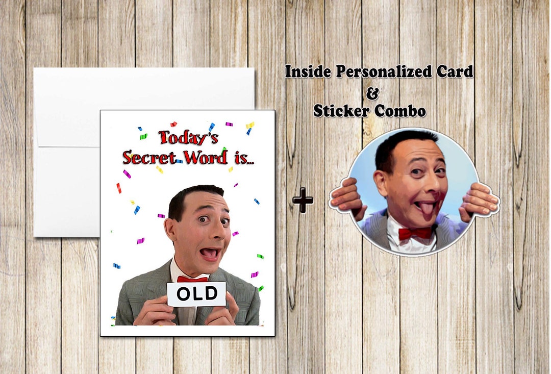 Funny Pee Wee Birthday Card and Sticker COMBO Cute Happy Birthday Card ...