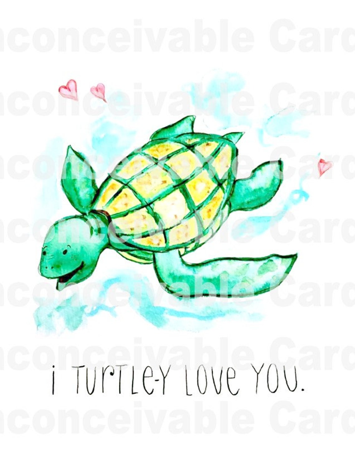 Turtley Love You Love Valentines Day Thinking Of You Etsy