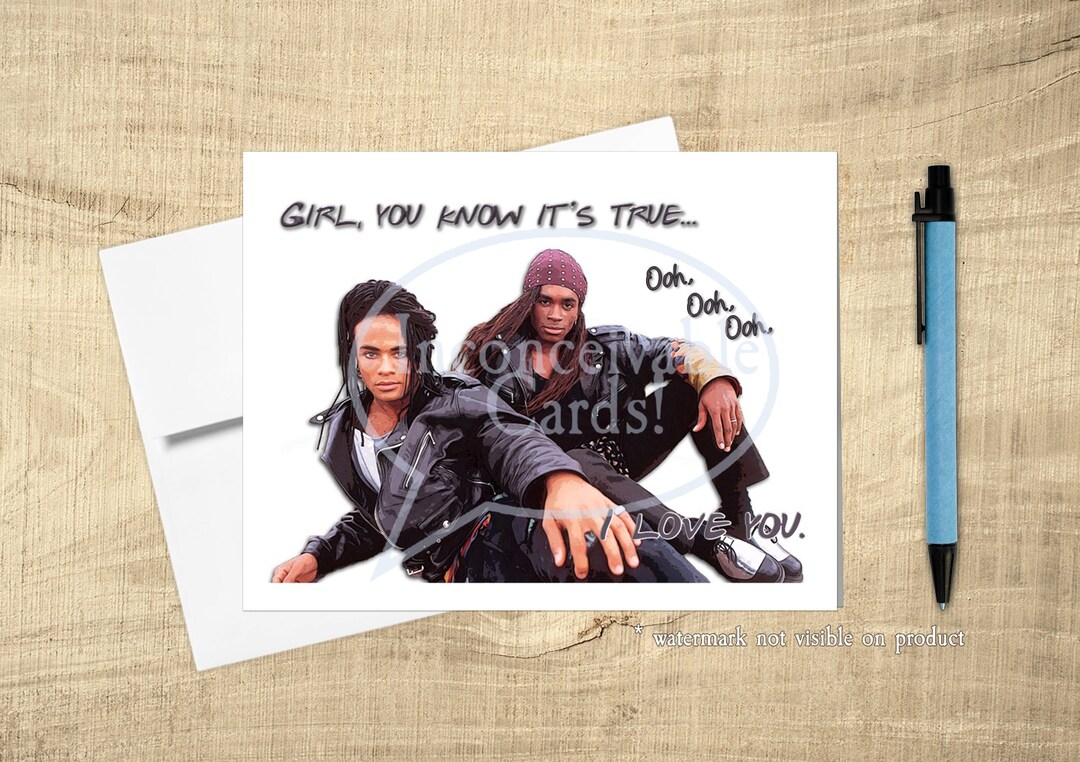 Milli Vanilli Funny Love Card, Anniversary Card, Card for Her, 80s ...