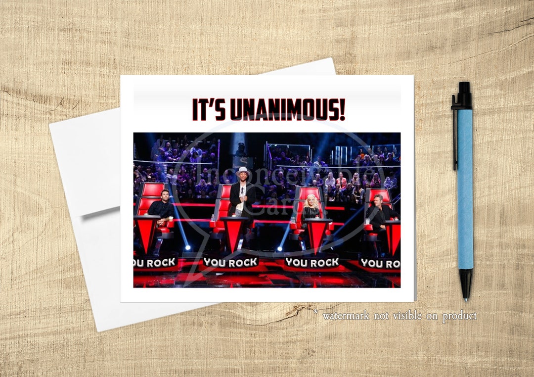 Voice "it's Unanimous! You Rock!" Funny Birthday Card, Congratulations ...