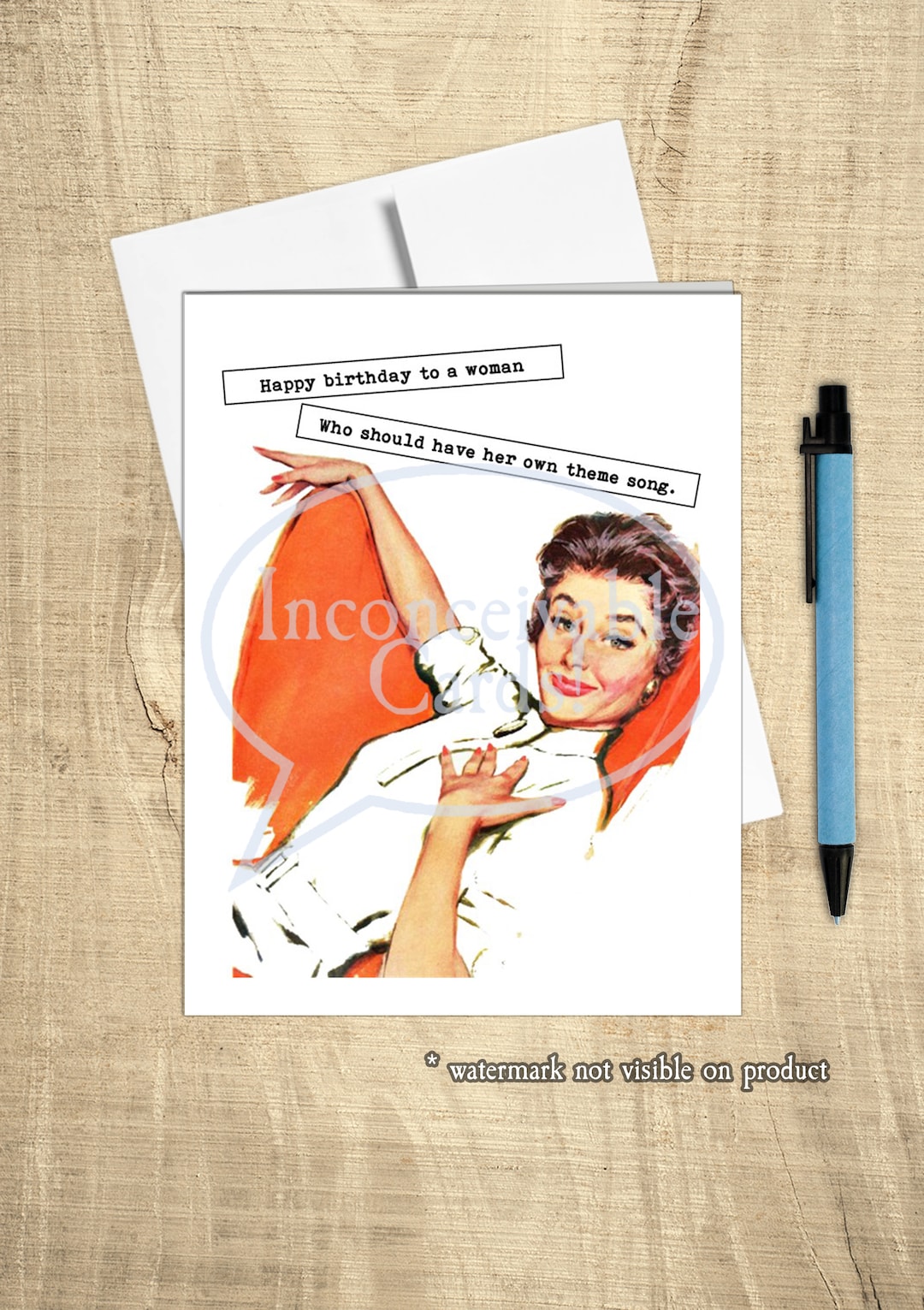 Funny Retro Card "women Who Should Have Own Theme Song", Funny Birthday ...