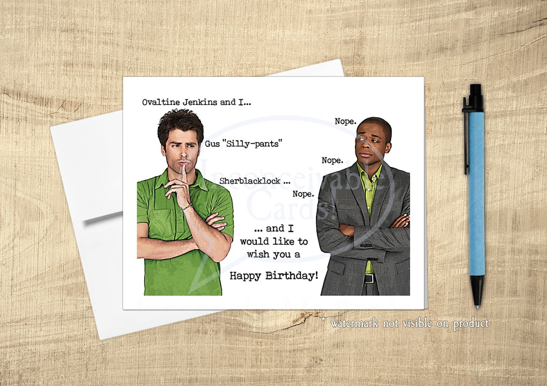 Psych Birthday Card - Shawn and Gus, Funny TV Show, TV Detective, Card ...