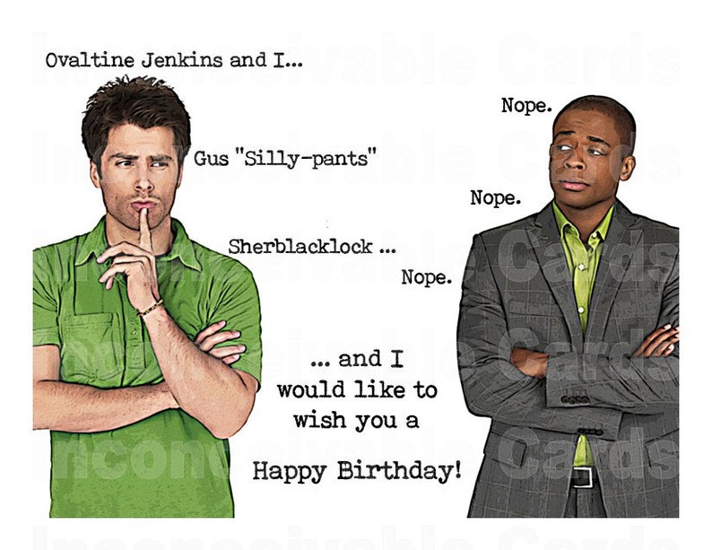 Psych Birthday Card Shawn and Gus Funny TV Show TV - Etsy