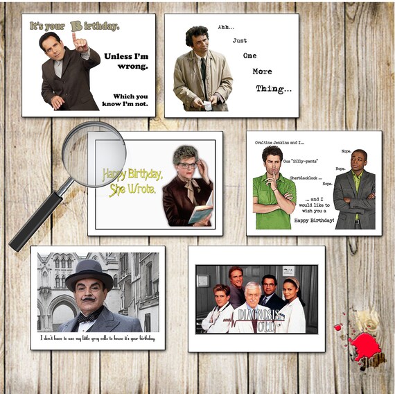 Classic TV Detectives Birthday Card Pack of 10 | Etsy
