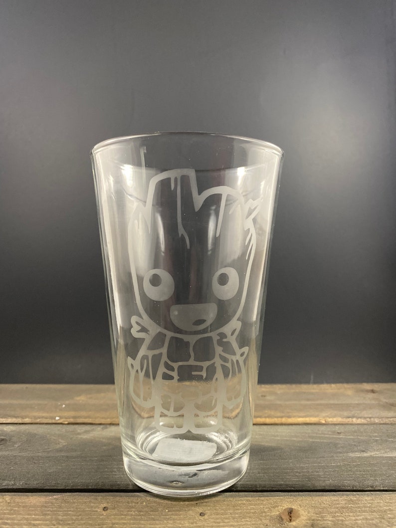 Baby Groot, Custom Etched Pint Glass, Marvel, Comic, I Am Groot ...
