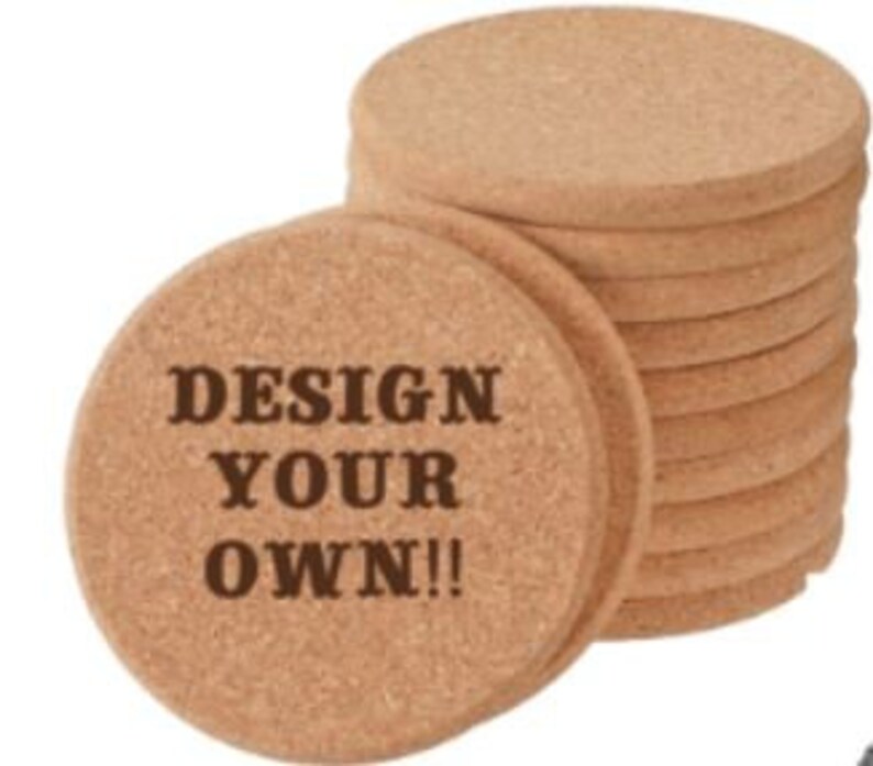 Design Your Own, Laser Etched, Engraved Slate Coasters, Cork Coasters ...