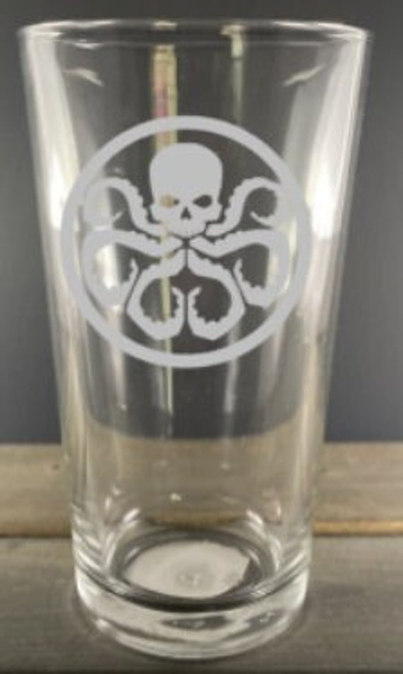 Hydra Hail Hydra etched pint glass and beer mug Captain | Etsy