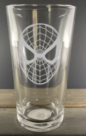 Spider-man Inspired Etched Pint Glass, Etched Mug, Marvel, Super Hero ...