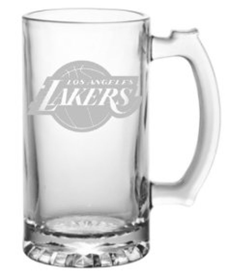 Los Angeles Lakers Inspired Glass Etched Pint Glass, Basketball, NBA ...