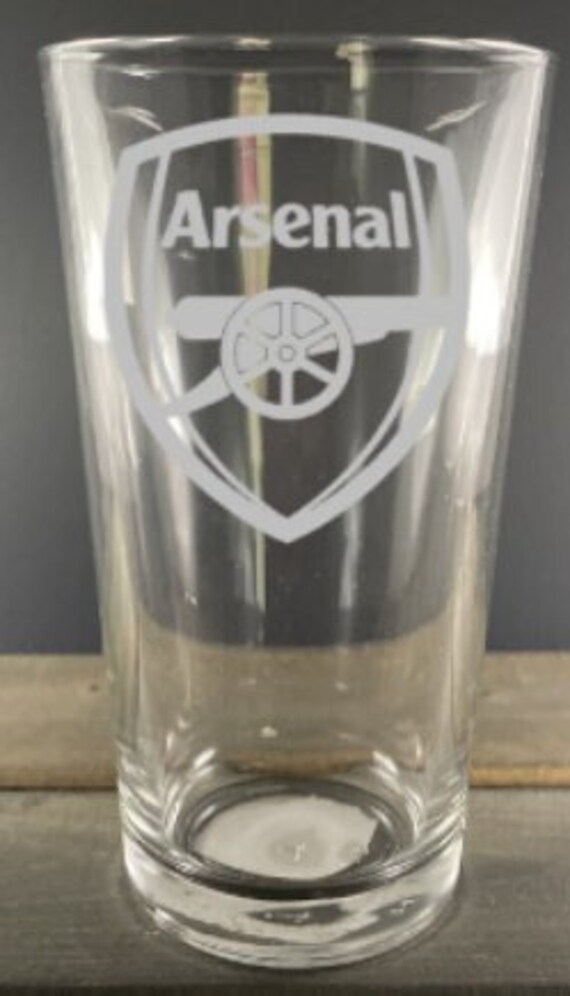 Arsenal F.C. inspired etched pint glass soccer sports | Etsy