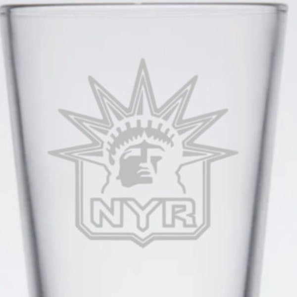New York Rangers Etched Glass - Etsy