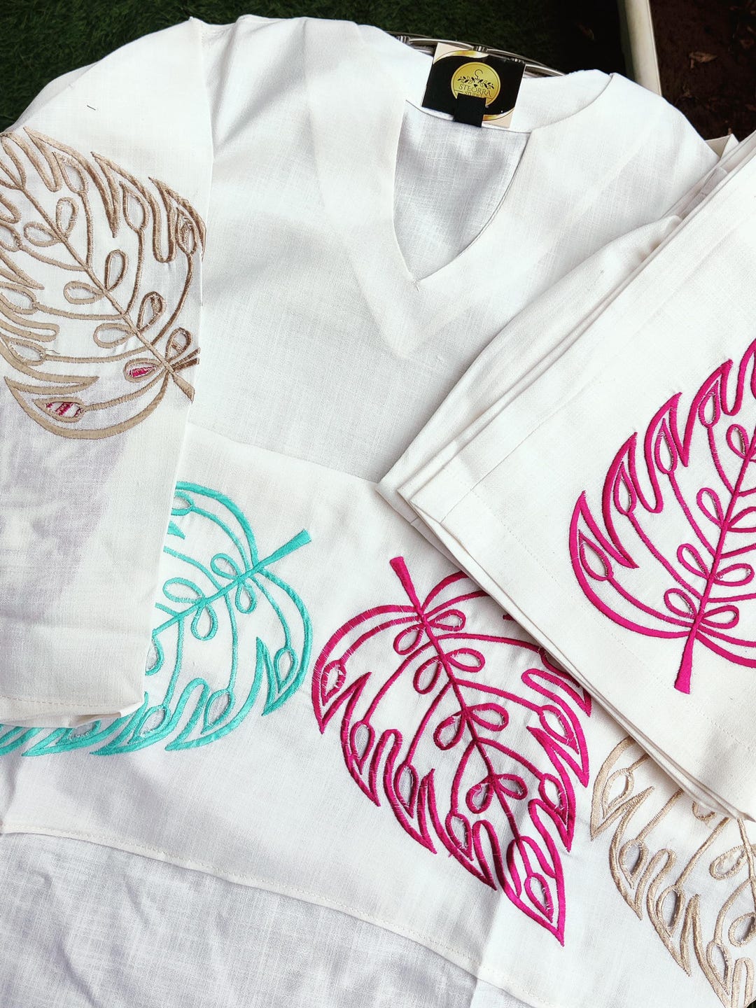 Women's Pure Linen Premium Designer Luxury White Cord Set With Pants ...