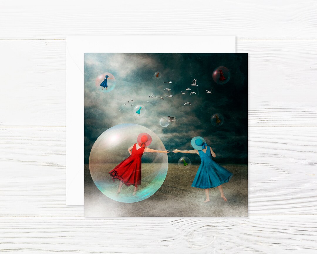Playful Folding Card, Art Postcard, Square With Envelope, Surreal Art ...