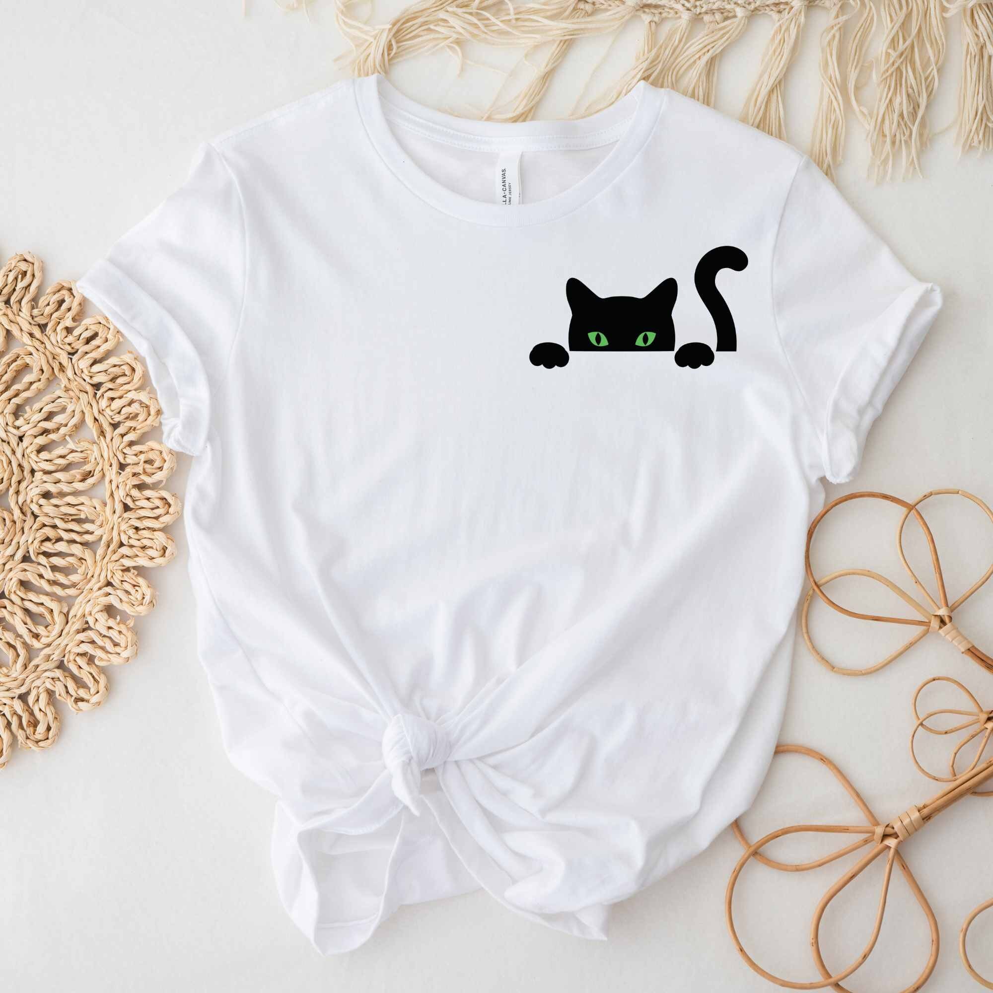 Black Cat T-shirt, Black Cat Gifts, Cat Mom, Cat T Shirt, Cute Kitty ...